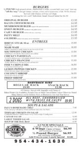 Menu - Uncle Al's Davie